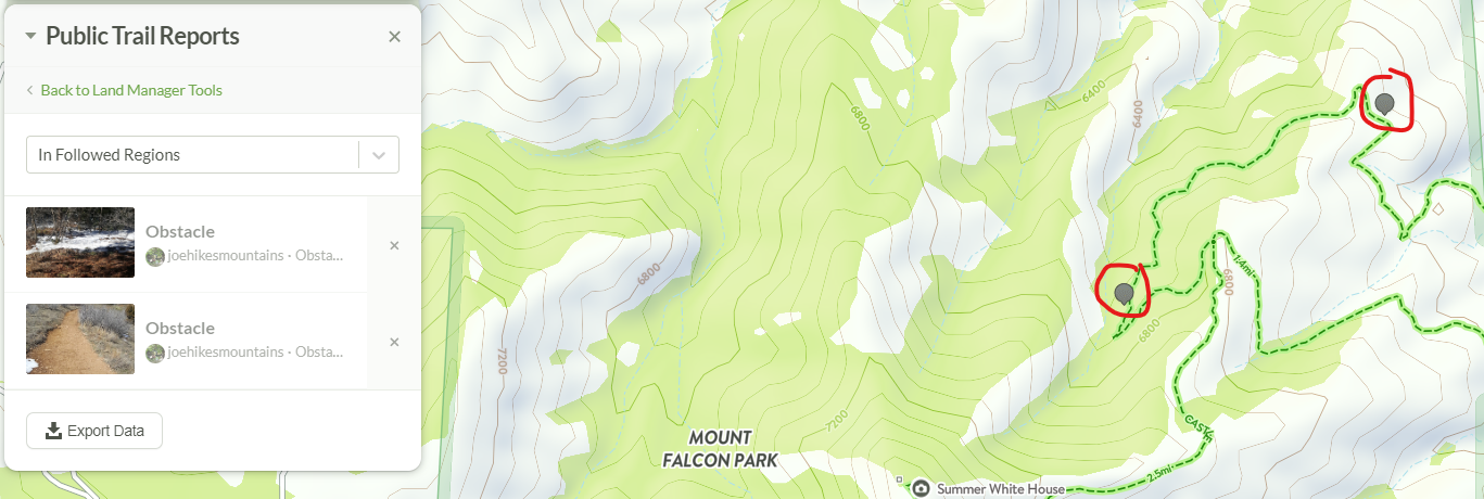 Public Trail Reports – COTREX Support