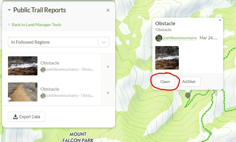 Public Trail Reports – COTREX Support